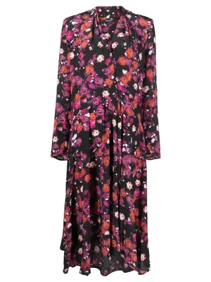 Isabel Marant Floral-print Midi Dress - Black