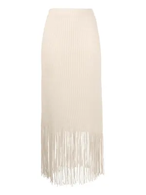 Zimmermann Fringe-detail High-waisted Skirt - Neutrals