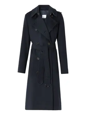 Burberry Kensington Cashmere Trench Coat - Blue