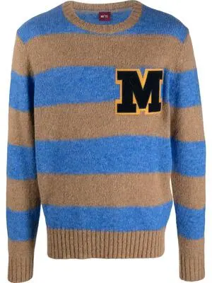 MANUEL RITZ Striped Mohair-wool Jumper - Blue