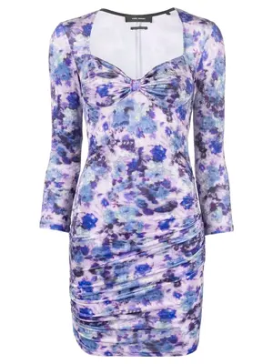 Isabel Marant Floral-print Ruched Minidress - Purple