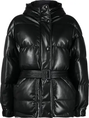 IENKI IENKI Faux-leather Padded Jacket - Black