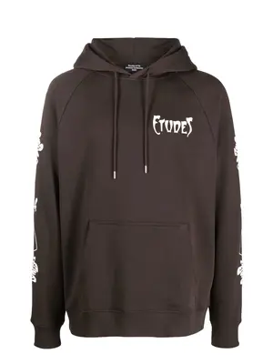 ÉTUDES STUDIO Racing Paris Logo-print Hoodie - Brown