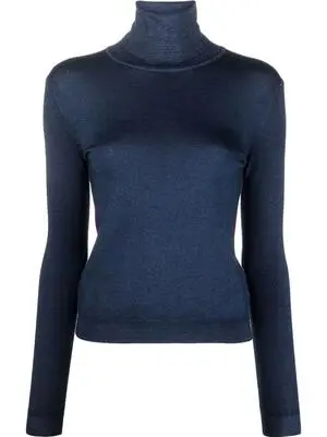 Aspesi Roll-neck Knit Jumper - Blue