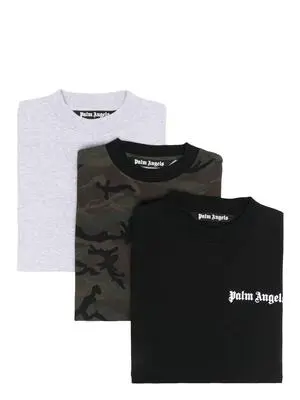 Palm Angels Three-pack Logo-print T-shirts - Black