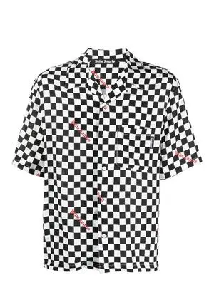 Palm Angels Checkerboard-print Bowling Shirt - Black