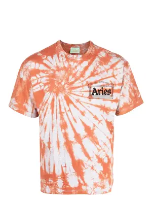Aries Tie-dye Print Logo T-shirt - Orange