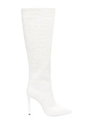 Paris Texas 110mm Leather Stiletto Boots - White