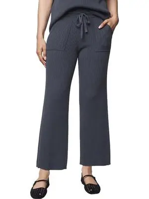 Splendid Georgie Rib Wide Leg Crop Pants - Ice Navy