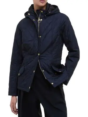 Barbour Millfire Hooded Quilted Jacket - Navy/classic