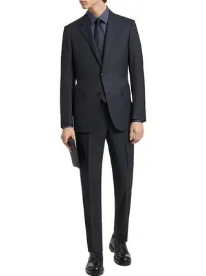 Zegna Regular Fit Navy 15milmil15 Wool Suit - Blue