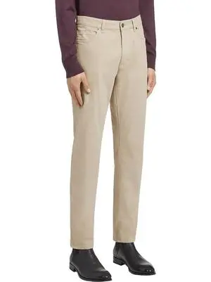 Zegna City Fit Stretch Cotton Pants - Khaki