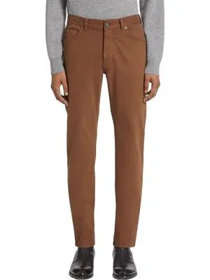 Zegna City Fit Stretch Cotton Pants - Vicuna
