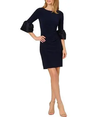 Adrianna Papell Bell Sleeve Jersey Sheath Dress - Midnight