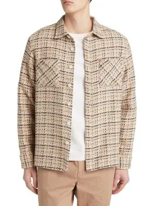 WAX LONDON Whiting Beatnik Button-up Overshirt At Nordstrom Beige/ Ecru