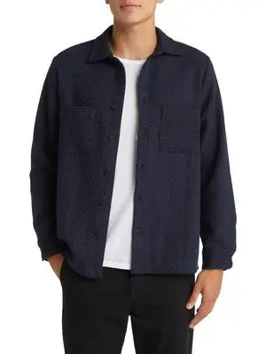 WAX LONDON Whiting Beatnik Button-up Overshirt At Nordstrom Black/ Navy