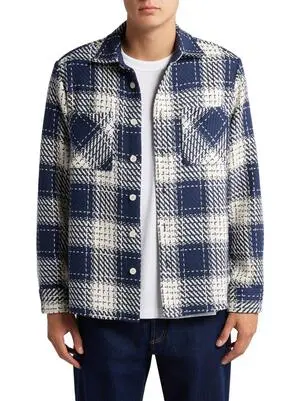WAX LONDON Whiting Beatnik Button-up Overshirt - Marine