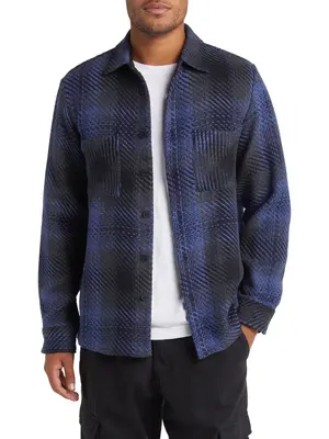 WAX LONDON Whiting Beatnik Button-up Overshirt At Nordstrom Navy/ Blue