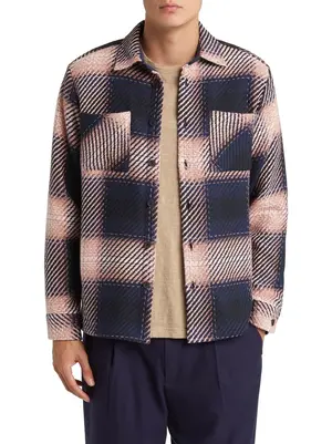 WAX LONDON Whiting Beatnik Button-up Overshirt At Nordstrom Navy/ Pink