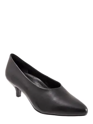 Trotters Kimber Kitten Heel Pump Black Leather