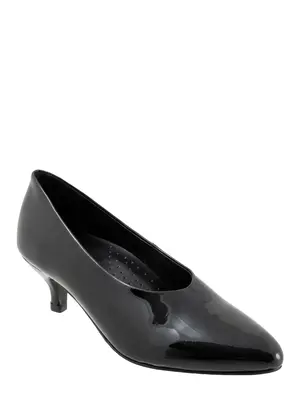 Trotters Kimber Kitten Heel Pump Black Patent