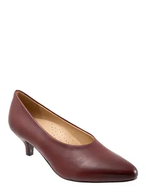 Trotters Kimber Kitten Heel Pump Dark Red