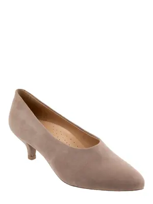 Trotters Kimber Kitten Heel Pump Taupe Suede