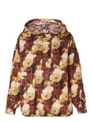 La DoubleJ Floral-print Hooded Shell Jacket - Brown