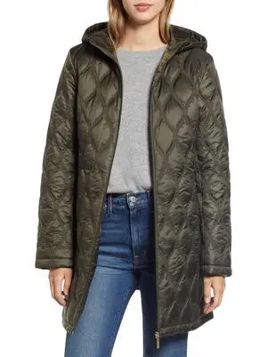 Gallery Quilted Water-resistant Coat - Deep Olive
