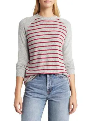Loveappella Loveappella Raglan Stripe Top Burgundy