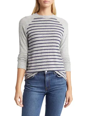 Loveappella Loveappella Raglan Stripe Top Navy