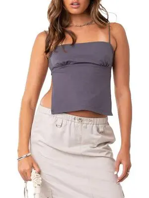 EDIKTED Jinx Open Back Tank Top - Gray