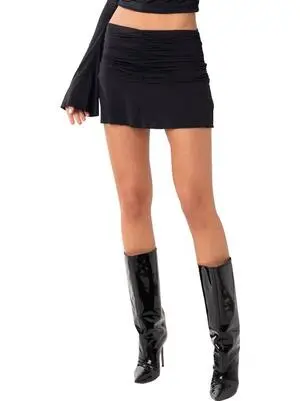 EDIKTED Corey Ruched Low Rise Miniskirt - Black