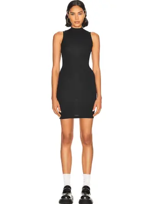 HELSA Jersey Mock Neck Mini Dress - Black Ink