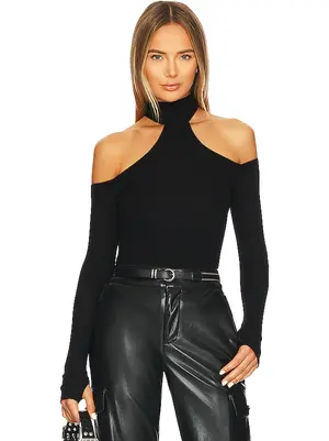 Michael Lauren Levon Mock Neck Top - Black