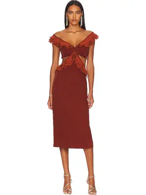 ANDREA IYAMAH X Leni Midi Dress - Burgundy
