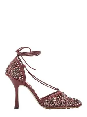 Bottega Veneta Stretch Crystal Embellished Sandals - Burgundy