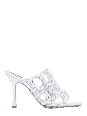 Bottega Veneta Stretch Metallic Leather Sandals - Silver