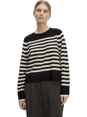 Everlane Boxy Crew Neck Sweater Black/bone