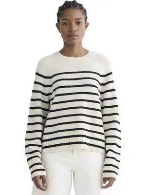 Everlane Boxy Crew Neck Sweater Bone/black