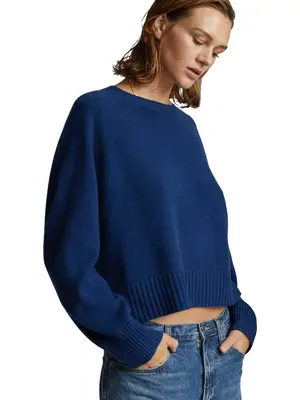 Everlane Boxy Crew Neck Sweater Bright Navy