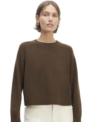Everlane Boxy Crew Neck Sweater Heather Brown