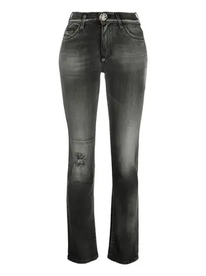 Philipp Plein Logo-plaque Denim Jeans - Black