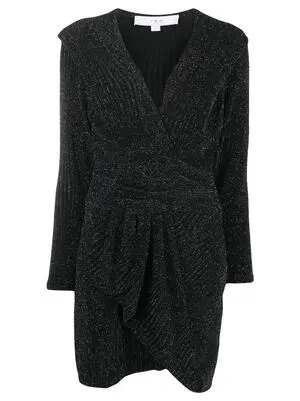 IRO PARIS Gathered Effect V-neck Long Sleeve Dress - Black