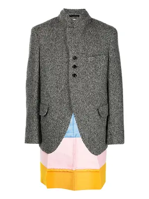 Comme Des Garçons Colour-block Panelled Blazer - Grey