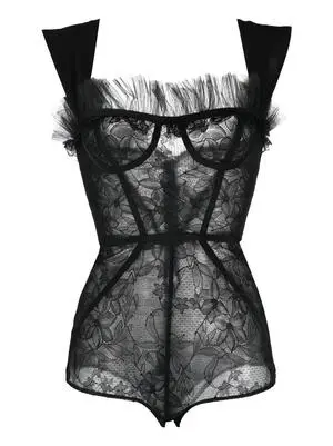 Giambattista Valli Floral-lace Corset Bodysuit - Black