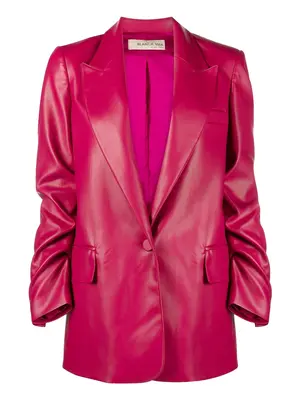 BLANCA VITA Faux-leather Single-breasted Blazer - Pink