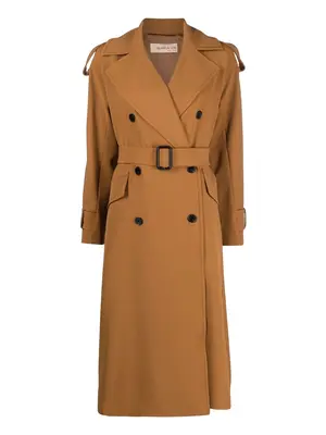 BLANCA VITA Double-breasted Coat - Brown