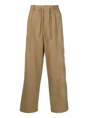 FENG CHEN WANG Embroidered-panel Drawstring Trousers - Neutrals