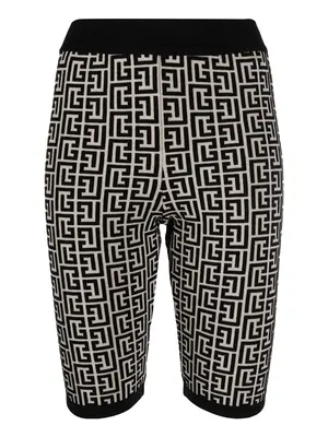 Balmain Monogram-print Knitted Shorts - Neutrals
